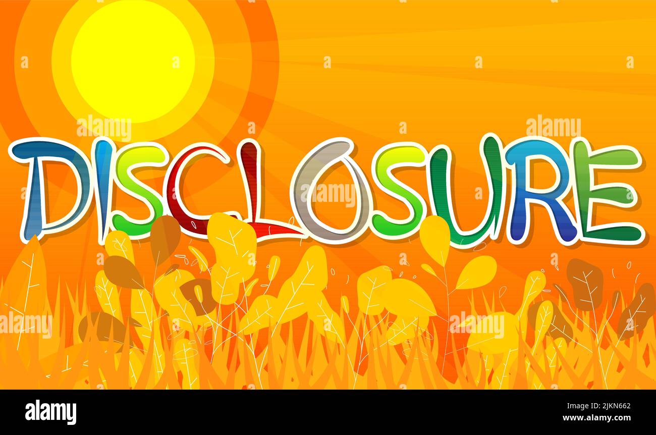 Disclosure. Word written with Children's font in cartoon style Stock ...