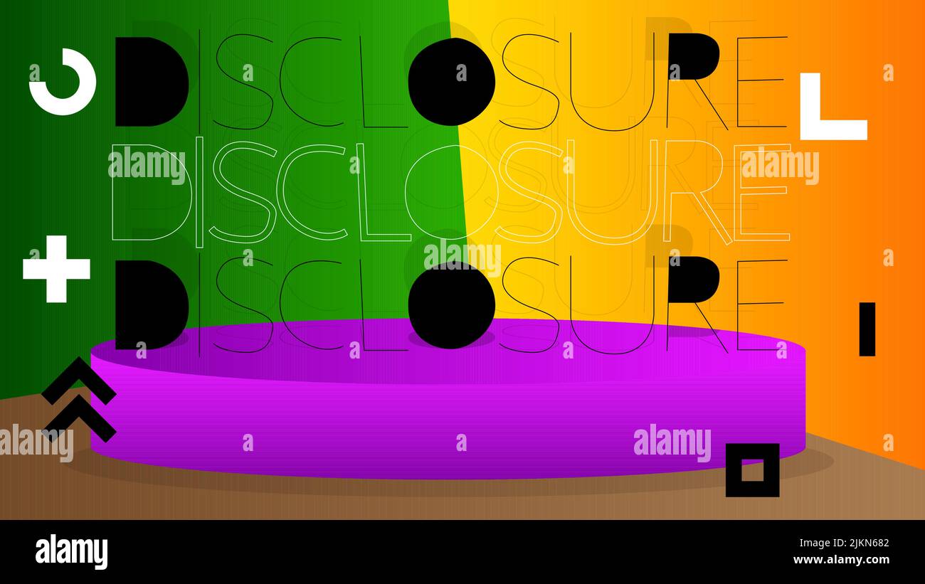 Disclosure. Word written with Children's font in cartoon style Stock ...