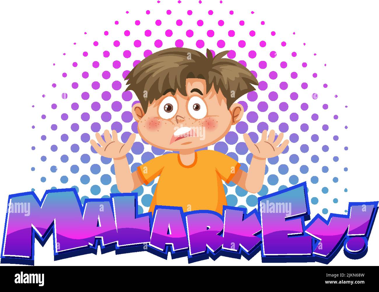 Awkward boy cartoon character with word expression illustration Stock ...