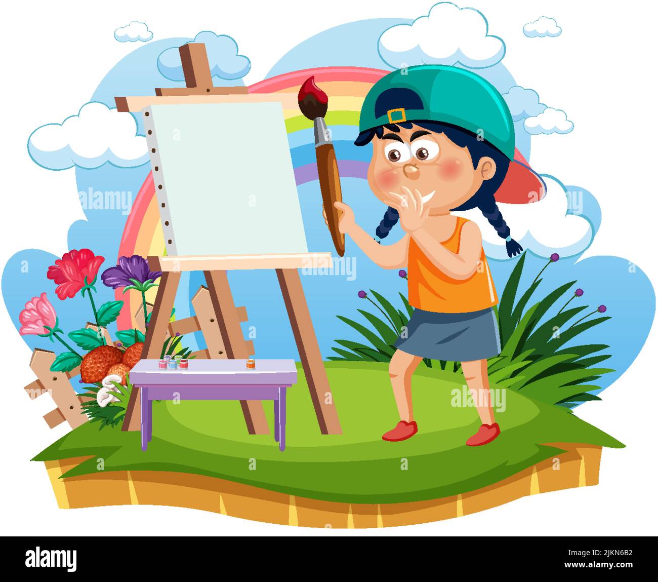 Empty board template with cartoon character illustration Stock Vector ...