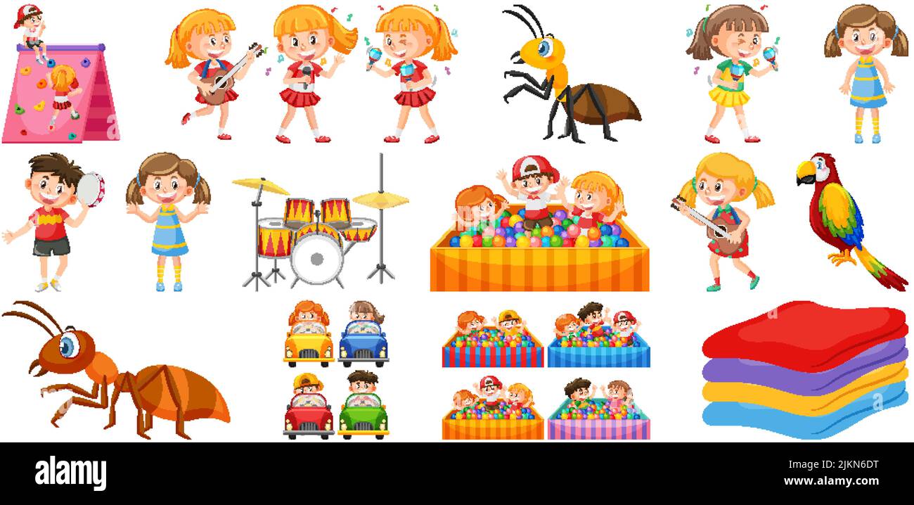 Set of cute kids and objects illustration Stock Vector Image & Art - Alamy
