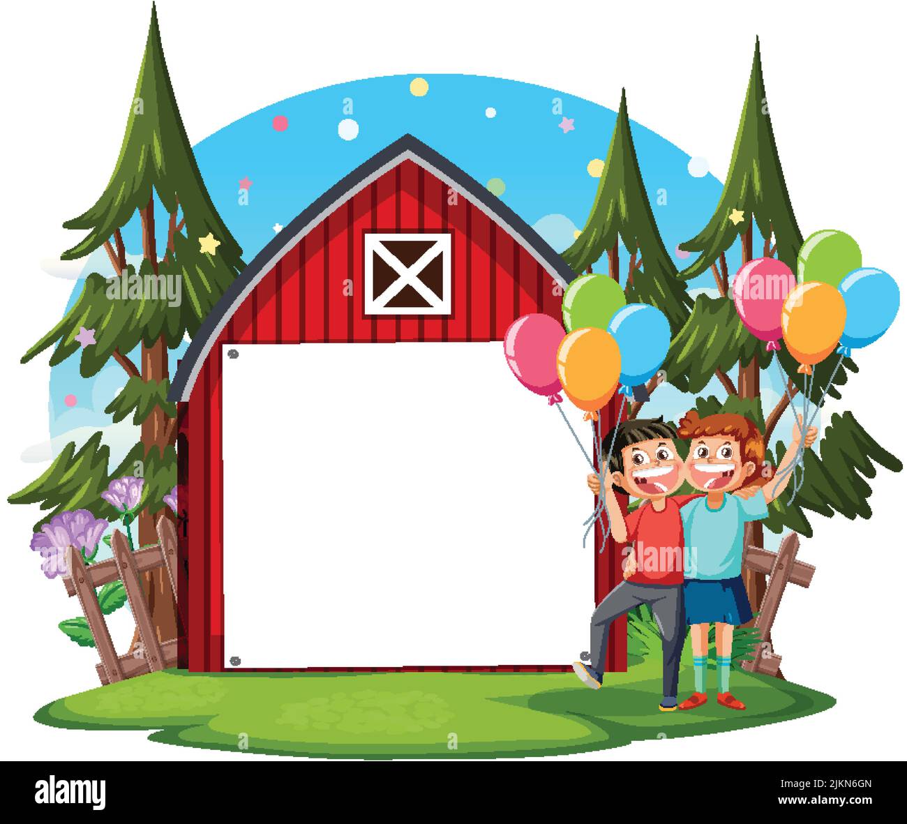 Empty board template with cartoon character illustration Stock Vector ...