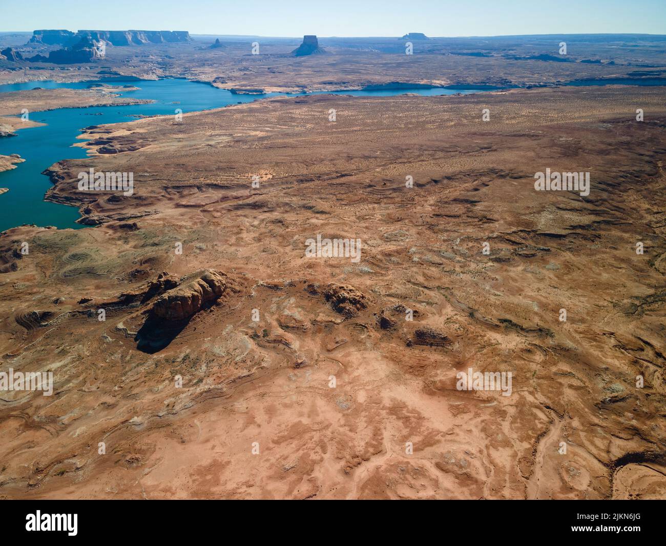 An aerial shot of Alstrom Point, Glen Canyon National Recreation Area ...