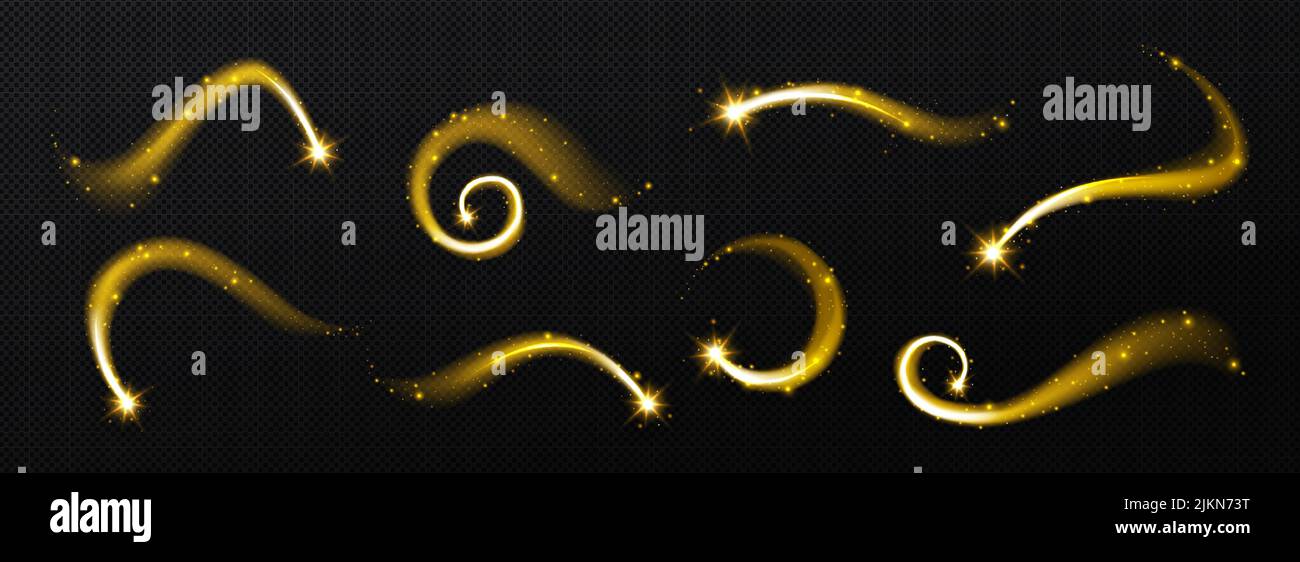 Magic spiral, twist effect with stars and sparkles. Gold swirl of wand ...