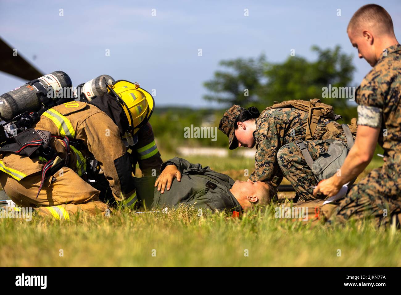 U.S. Marines with Marine Corps Air Facility (MCAF) participate in the ...