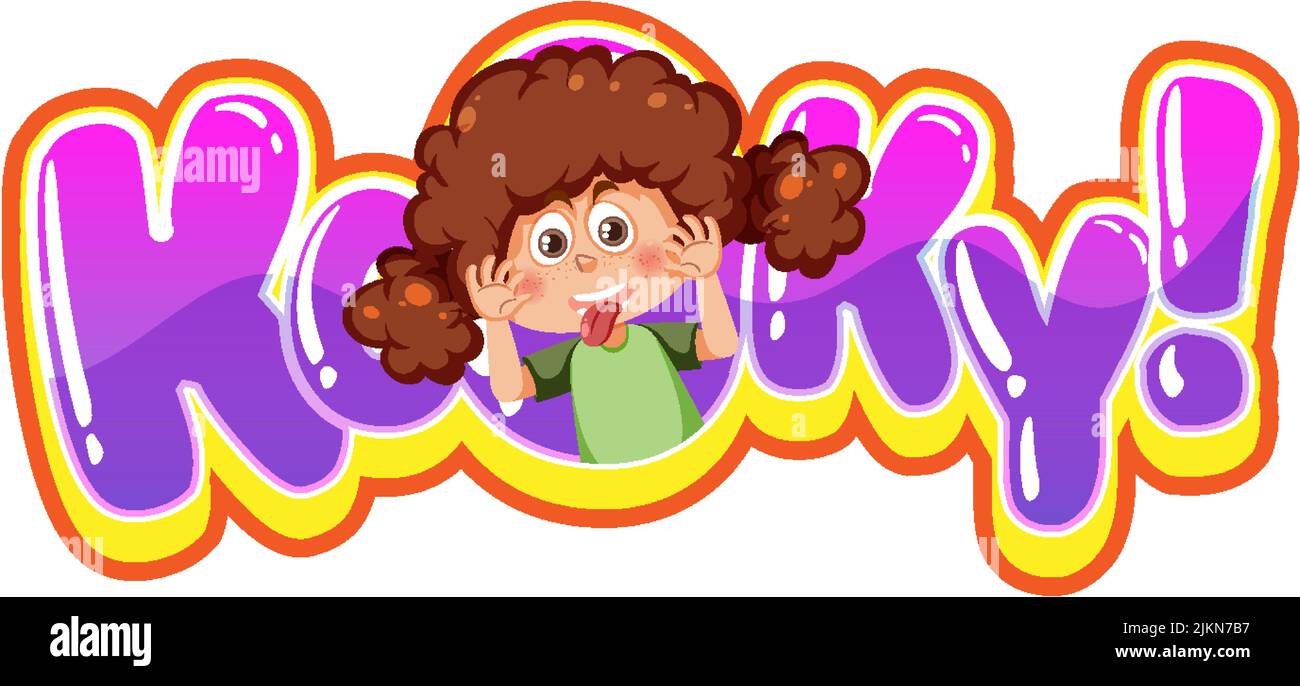 Kooky text word banner comic style with cartoon character expression ...