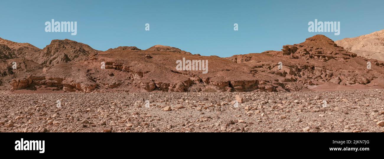 The panoramic view of the dry rocks and mountains. Sinai, Egypt Stock ...