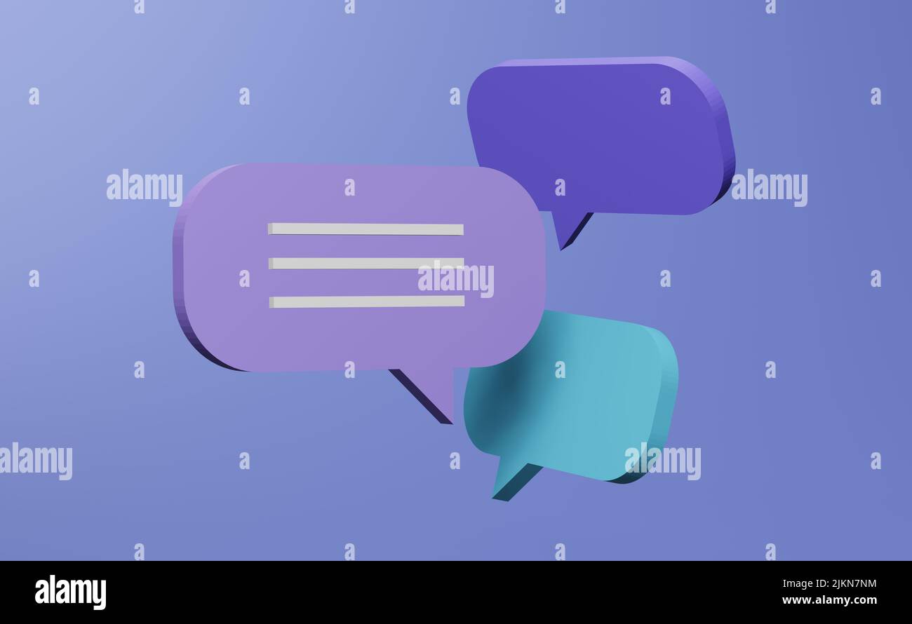 Illustration of a chat. Messages bubble. Communication concept. 3d ...