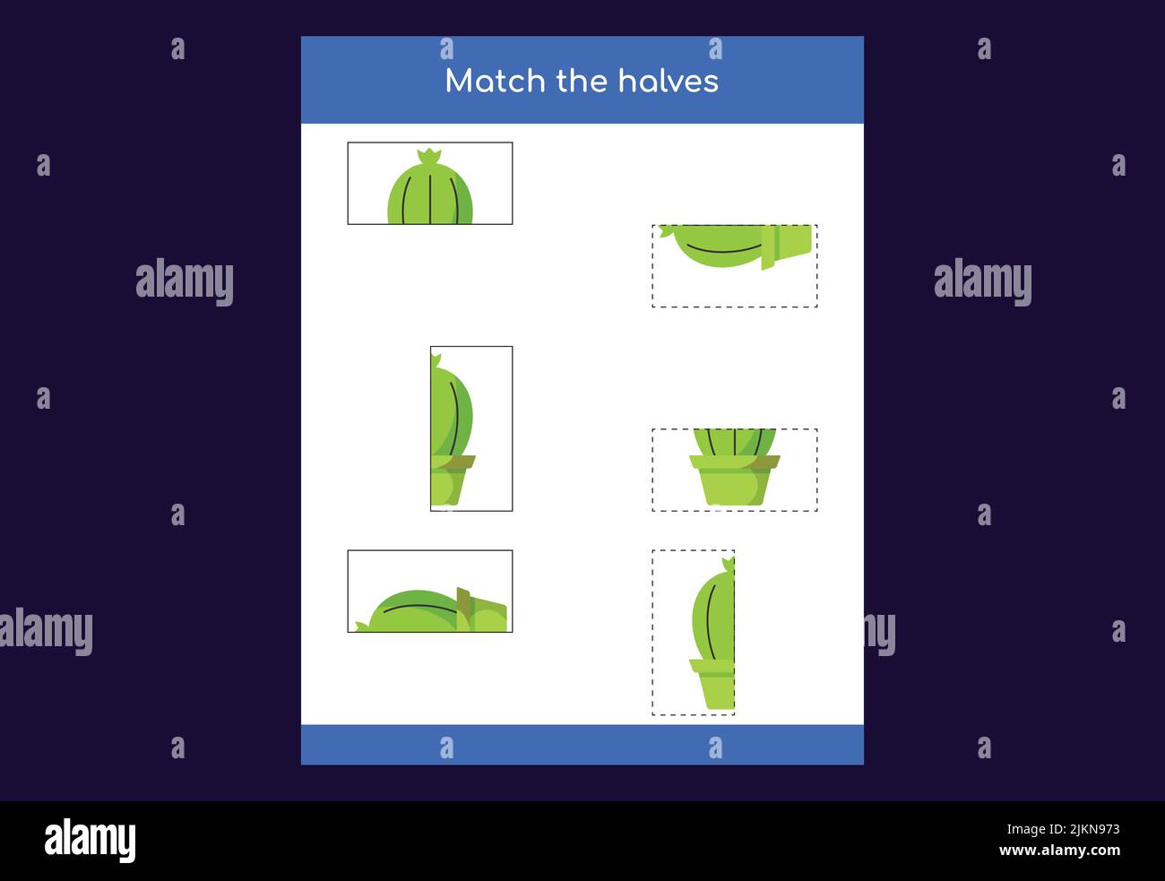 Matching game. Match halves of objects. Educational game for children ...