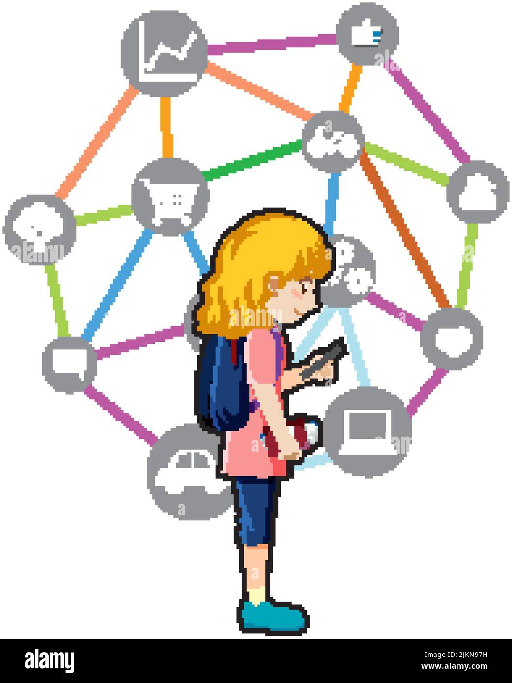 A woman and network icon illustration Stock Vector Image & Art - Alamy