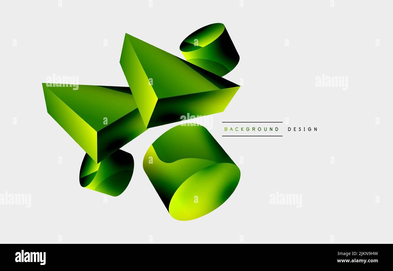 3d vector minimalist geometric abstract background. Triangle, cylinder ...