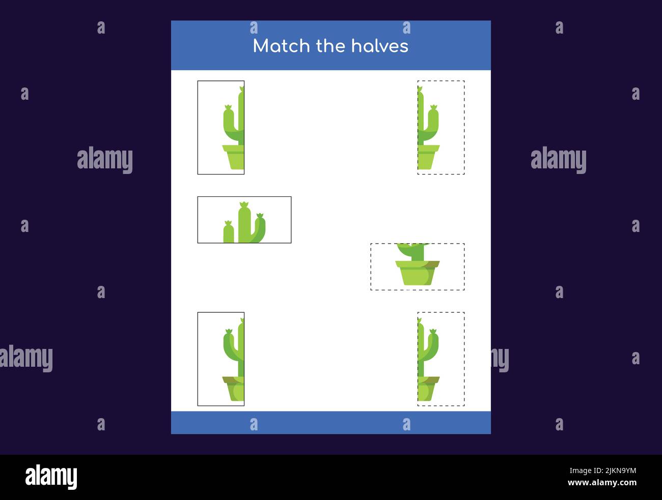 Matching game. Match halves of objects. Educational game for children ...