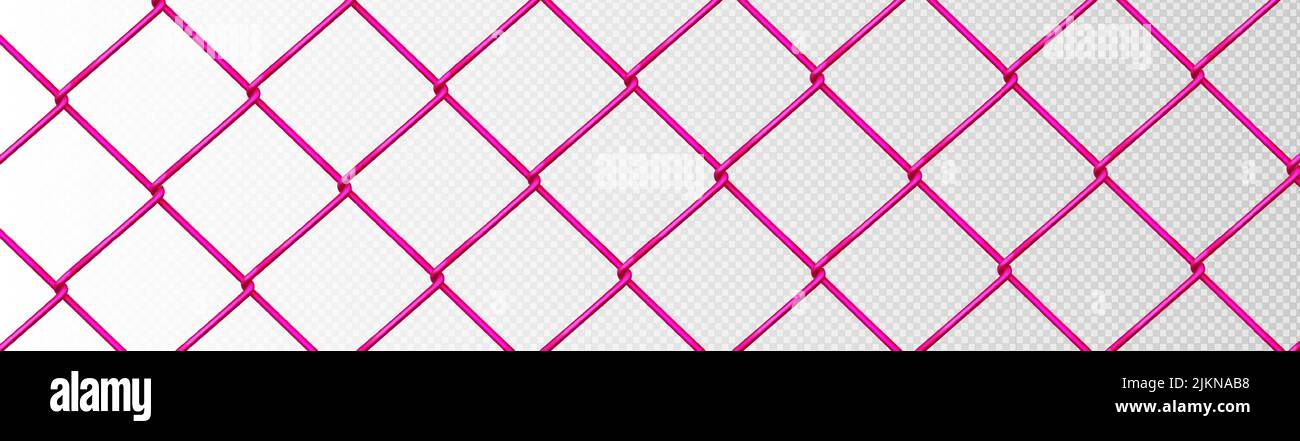 Pink wire net, metal steel mesh pattern. Isolated fence, security barrier, grid construction ...