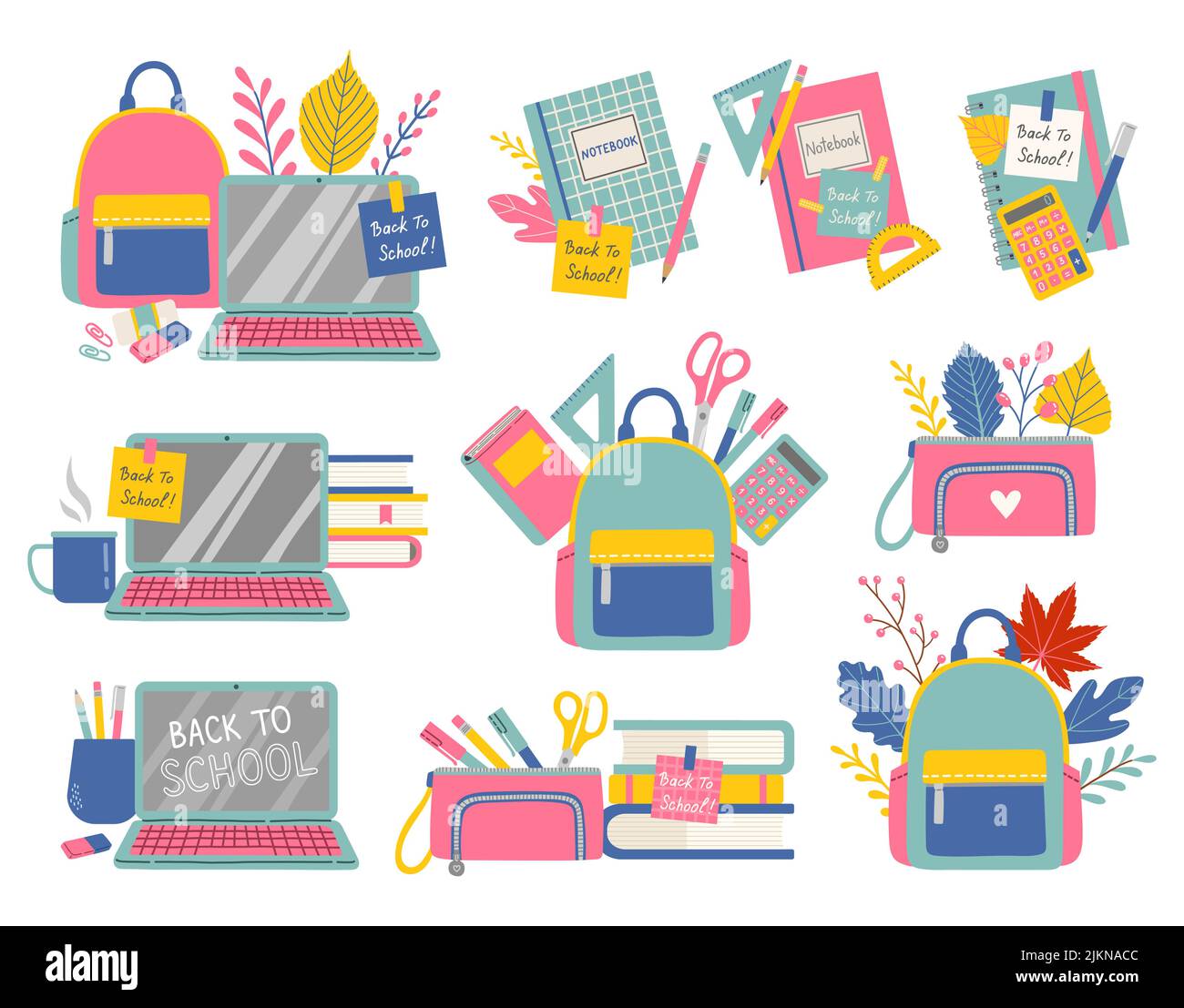 Set of school objects isolated vector illustration Stock Vector Image ...