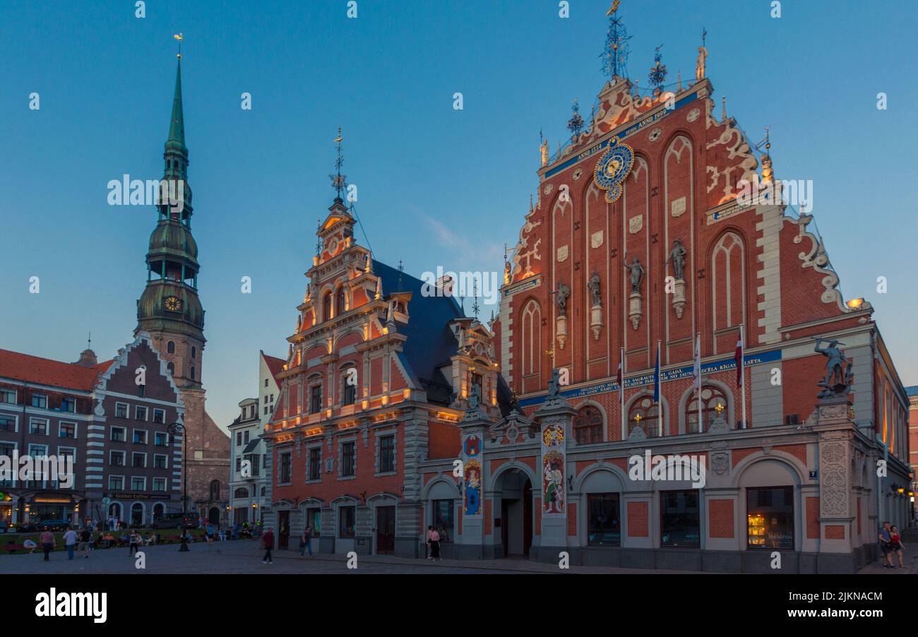 The historical buildings in the Old Town hall square of Riga, Latvia ...