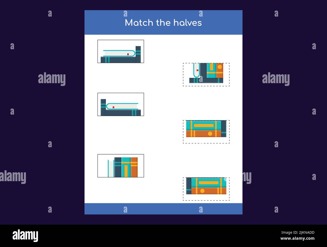 Matching game. Match halves of objects. Educational game for children ...