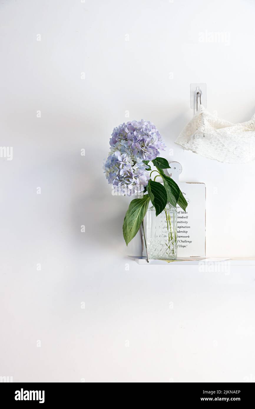 The vertical studio shot of still life composition with a vase with ...