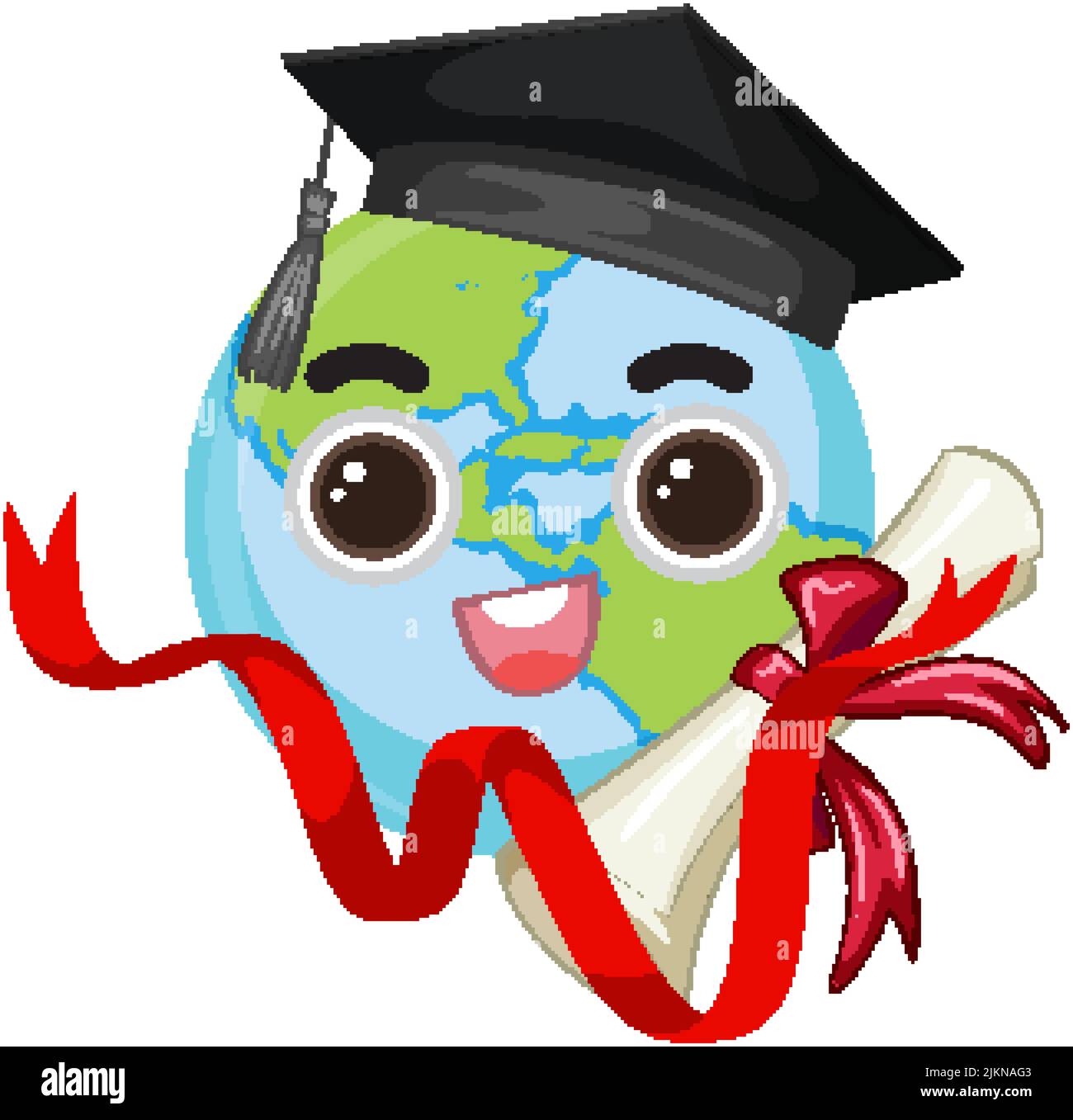 Earth globe wearing graduation hat illustration Stock Vector Image ...