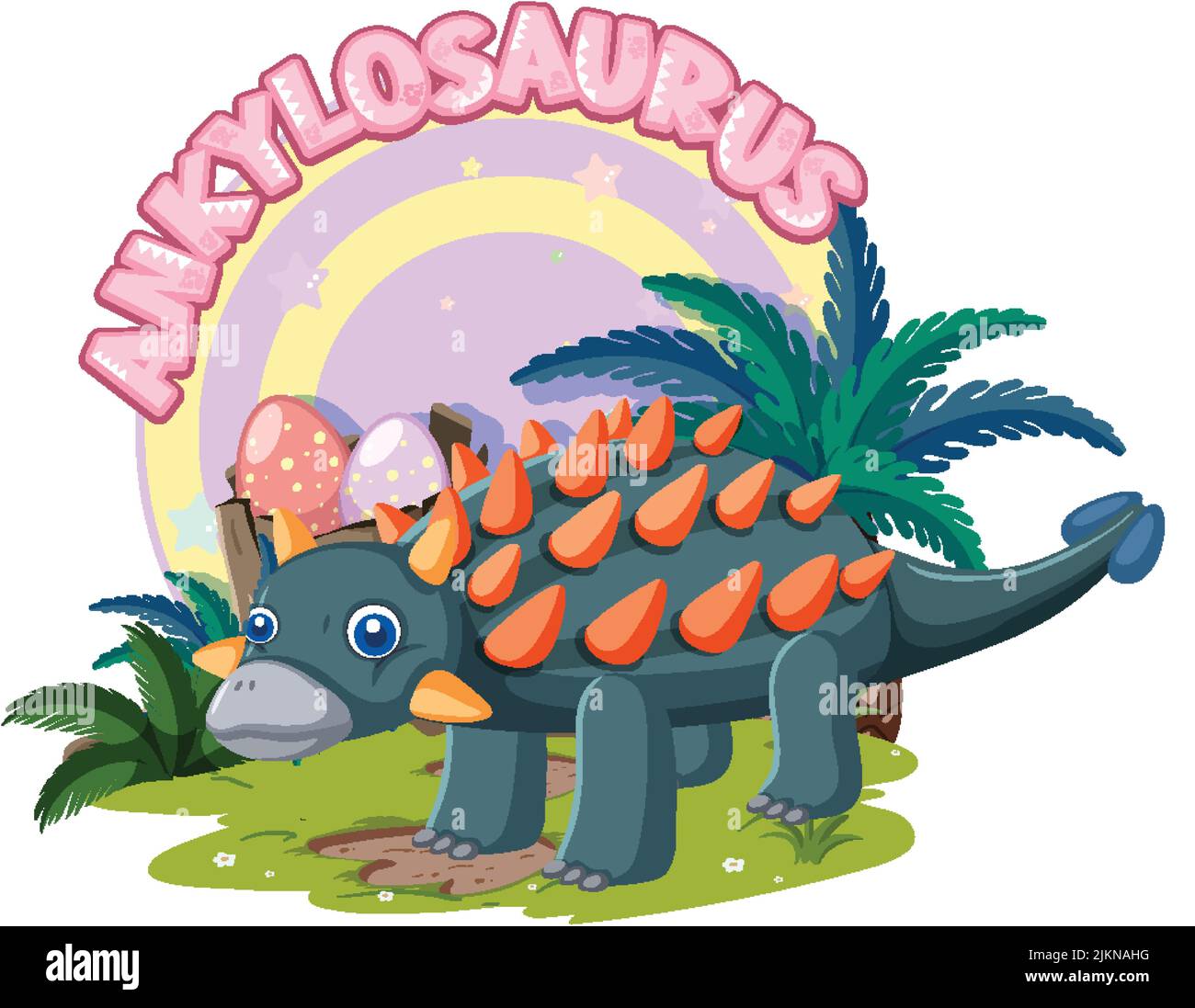 Little cute ankylosaurus dinosaur cartoon character illustration Stock ...
