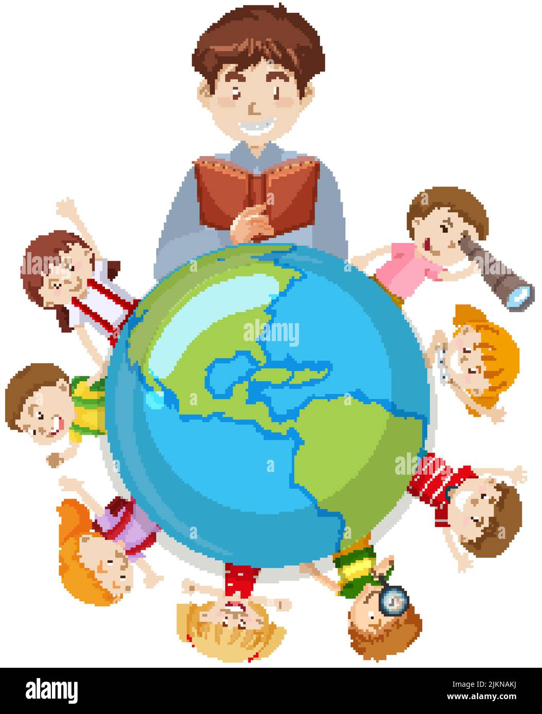 Earth planet around with people illustration Stock Vector Image & Art ...