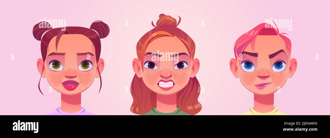 Girl avatars, young female characters faces, pretty caucasian women ...