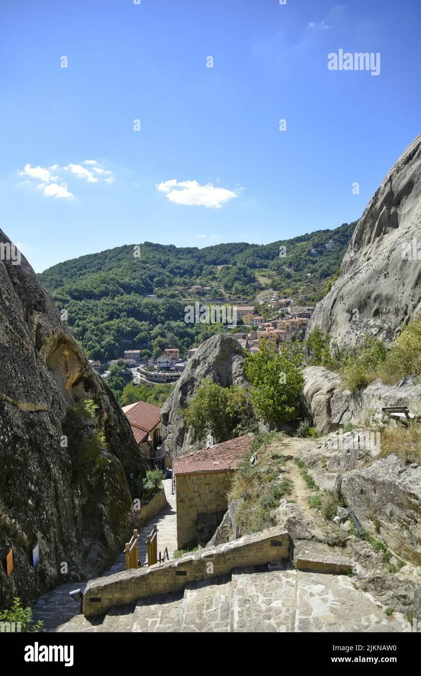 A panoramic view of the green landscape of the old village of ...