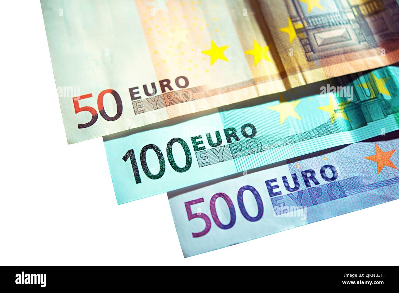 The euro banknotes on white background Stock Photo - Alamy