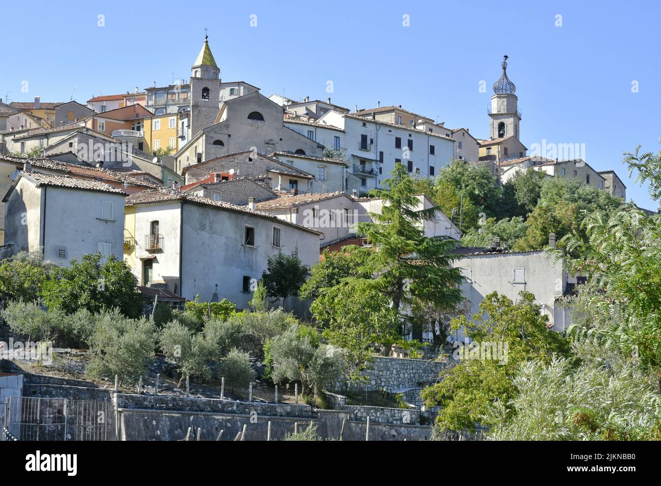 a Panoramic view of Sepino, a village in the Molise region of Italy ...