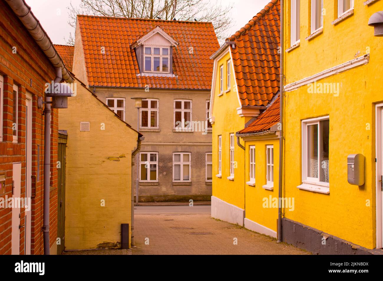 A beautiful view of the yellow buildings in the Denmark Stock Photo - Alamy
