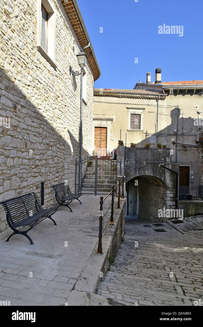 a vertical shot of A street in Sepino, a village in the Molise region ...