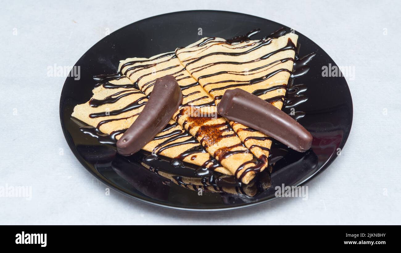 Closeup shot crepes chocolate hi-res stock photography and images - Alamy