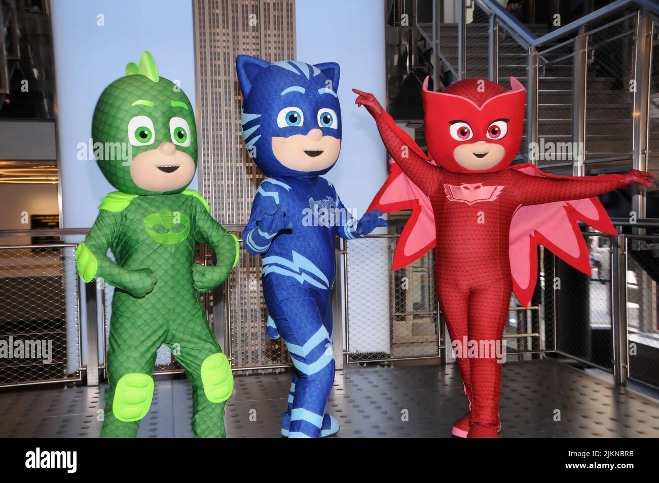(Left to Right) Gekko, Catboy and Owlette, PJ Masks heroes visit the ...