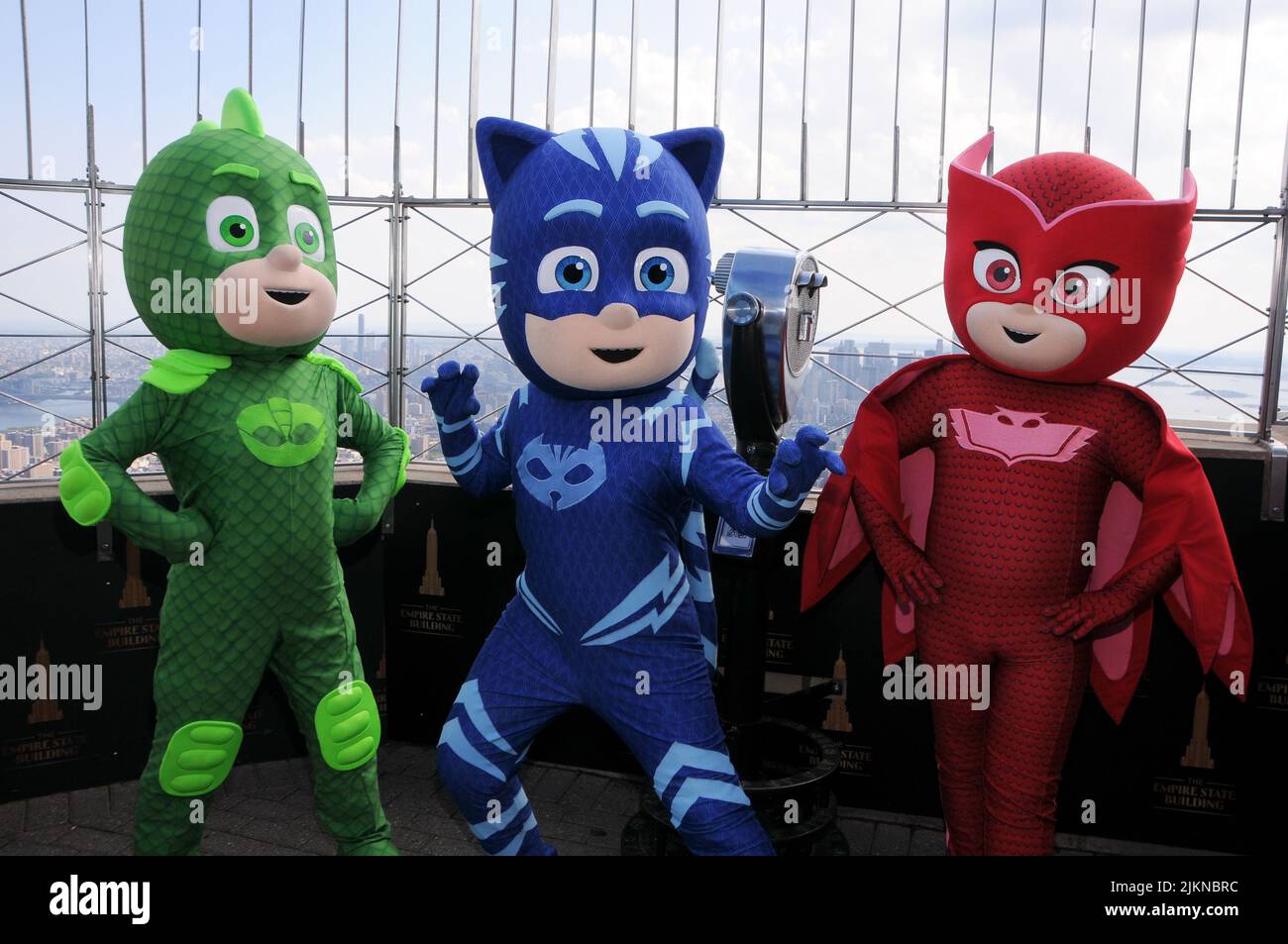 (Left to Right) Gekko, Catboy and Owlette, PJ Masks heroes visit the ...