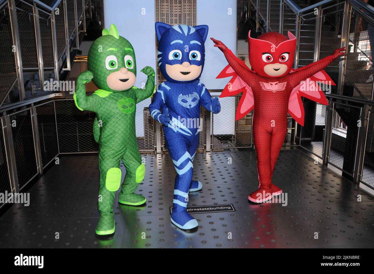 (Left to Right) Gekko, Catboy and Owlette, PJ Masks heroes visit the ...