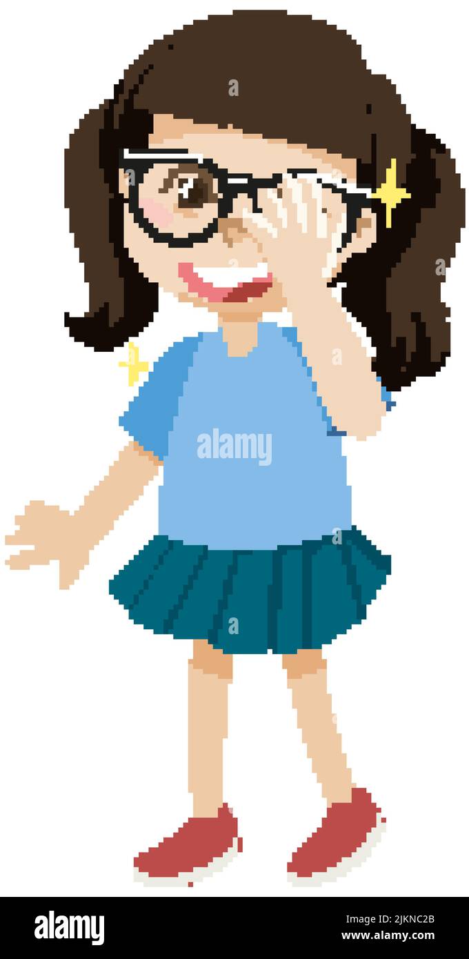 Cute girl wearing glasses cartoon character illustration Stock Vector ...