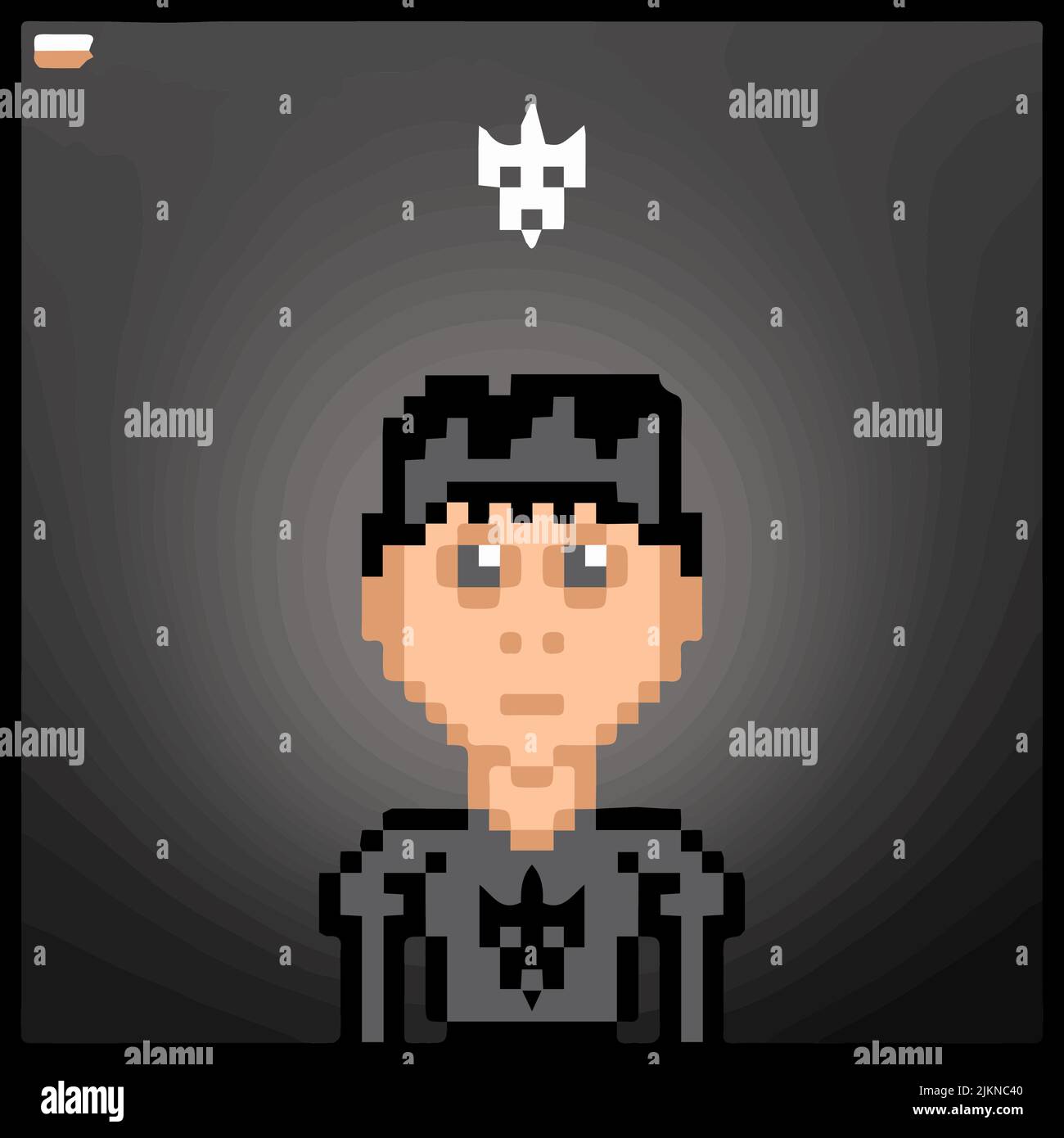 cartoon character in pixel vector art using a color filled background ...