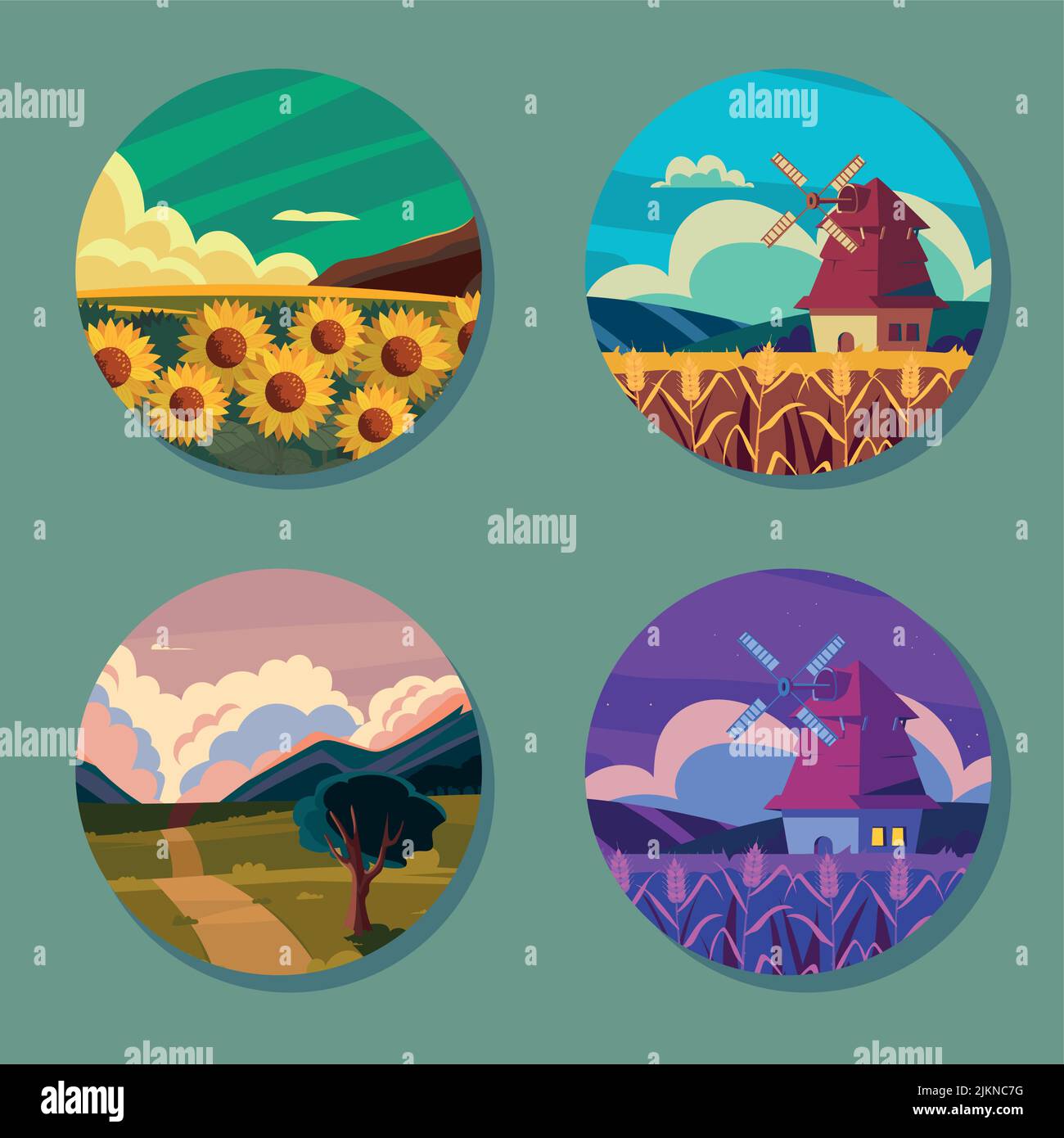 set of rural landscapes Stock Vector Image & Art - Alamy