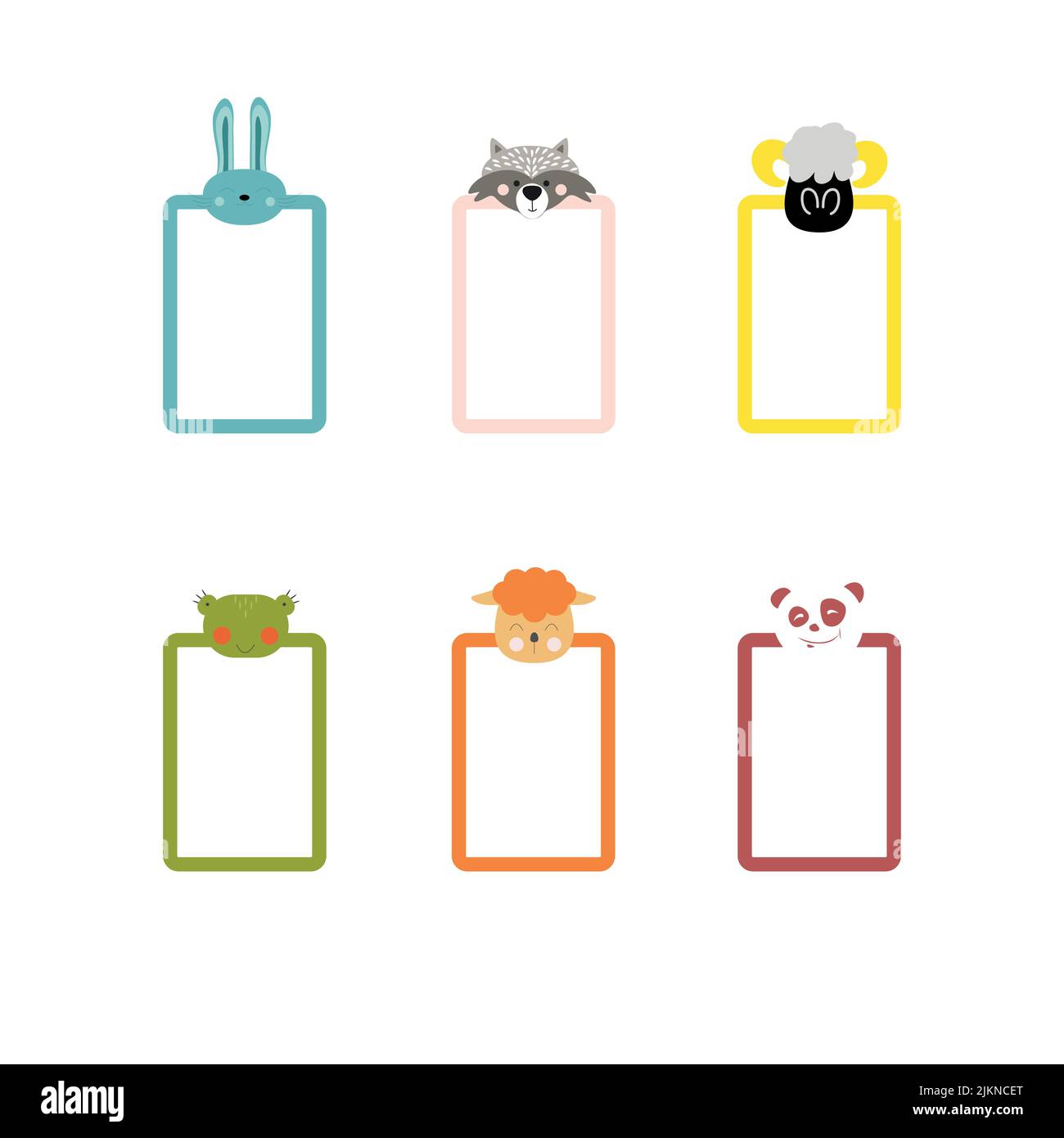 Set of vector frames with animals. Children photo frame animal, vector ...