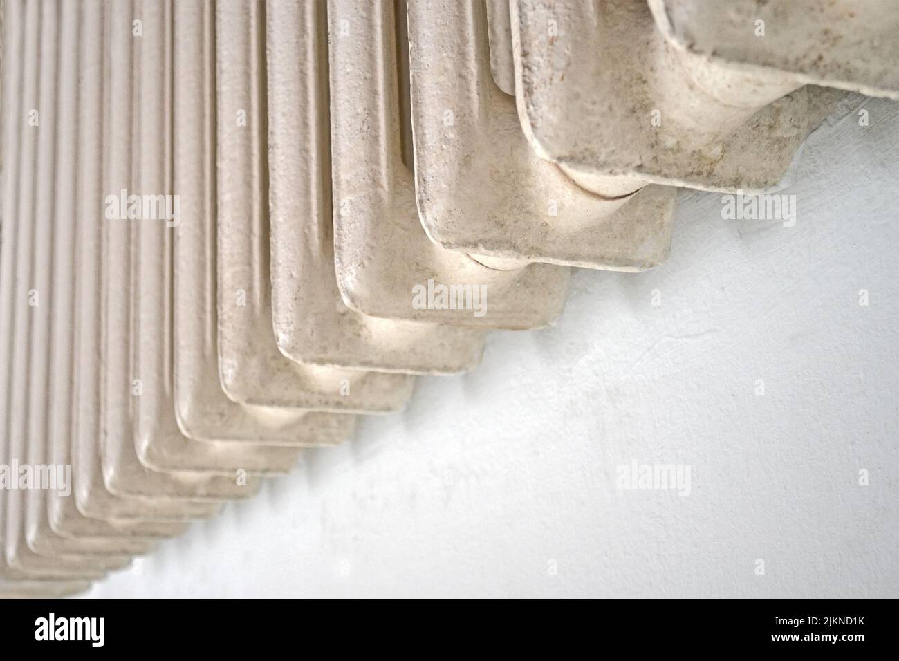 vintage white massive central heating radiator (battery), industry ...