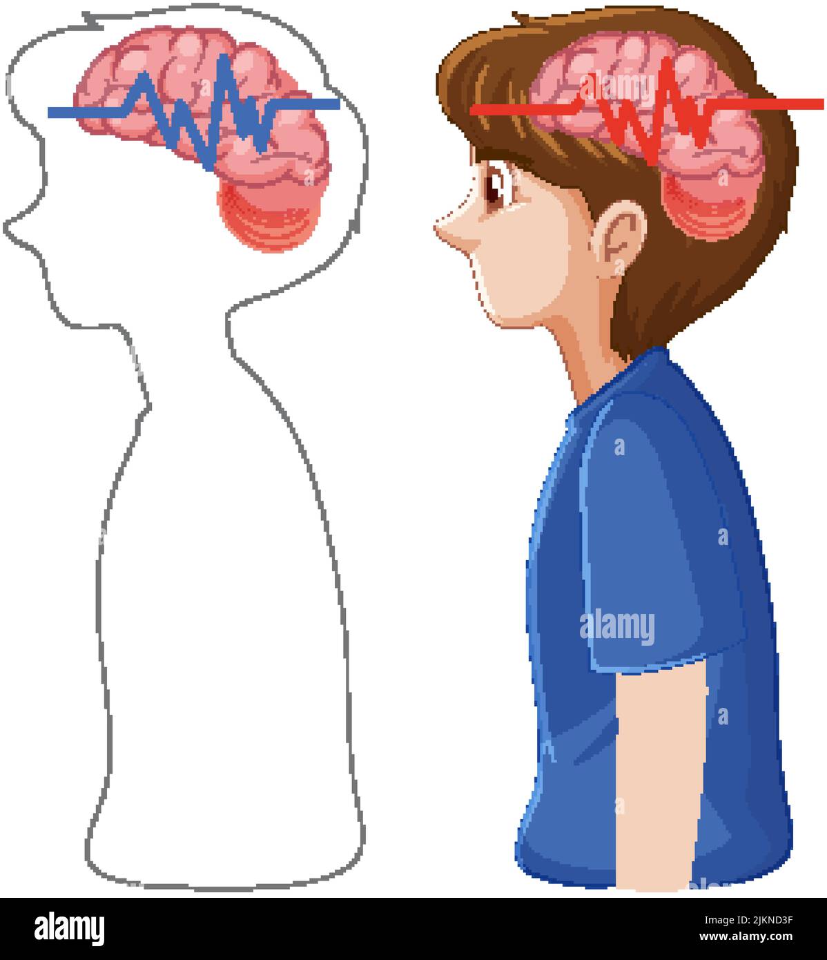 A man showing brain inside illustration Stock Vector Image & Art - Alamy