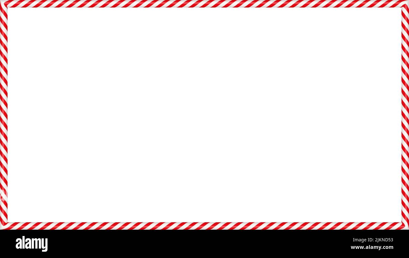Christmas candy cane rectangle frame with red and white stripe. Xmas ...