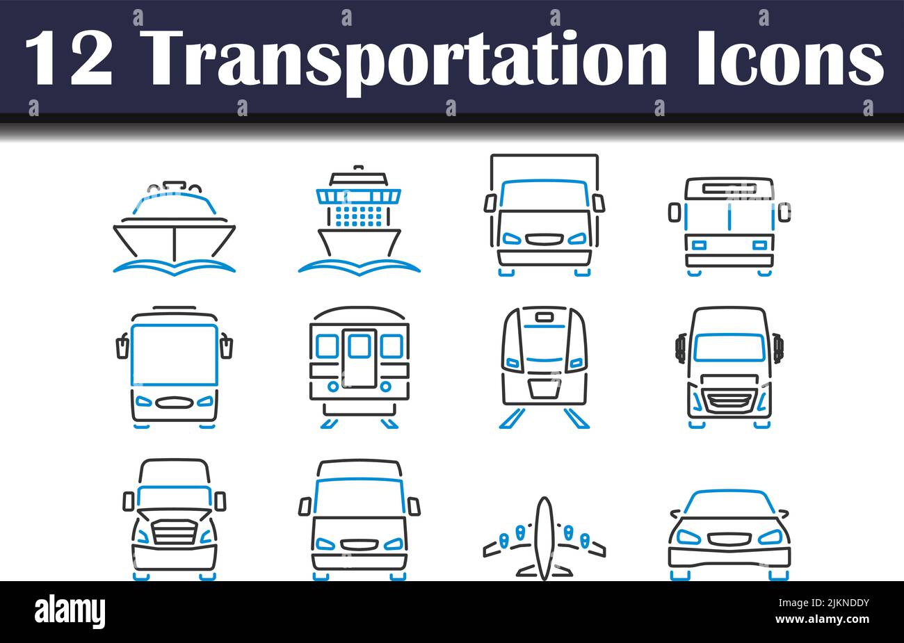 Transportation Icon Set. Editable Bold Outline With Color Fill Design ...