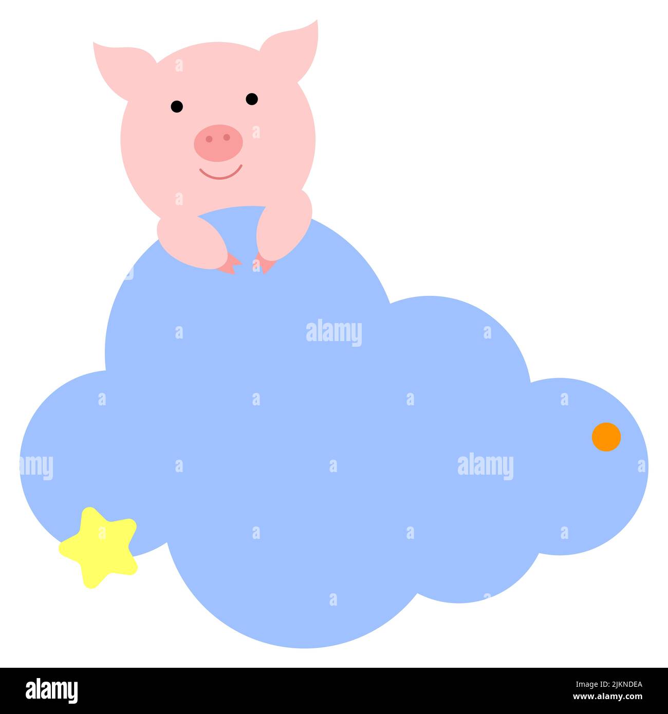 Cartoon pig on a cloud. Good night, lullaby theme. Vector isolated on a ...