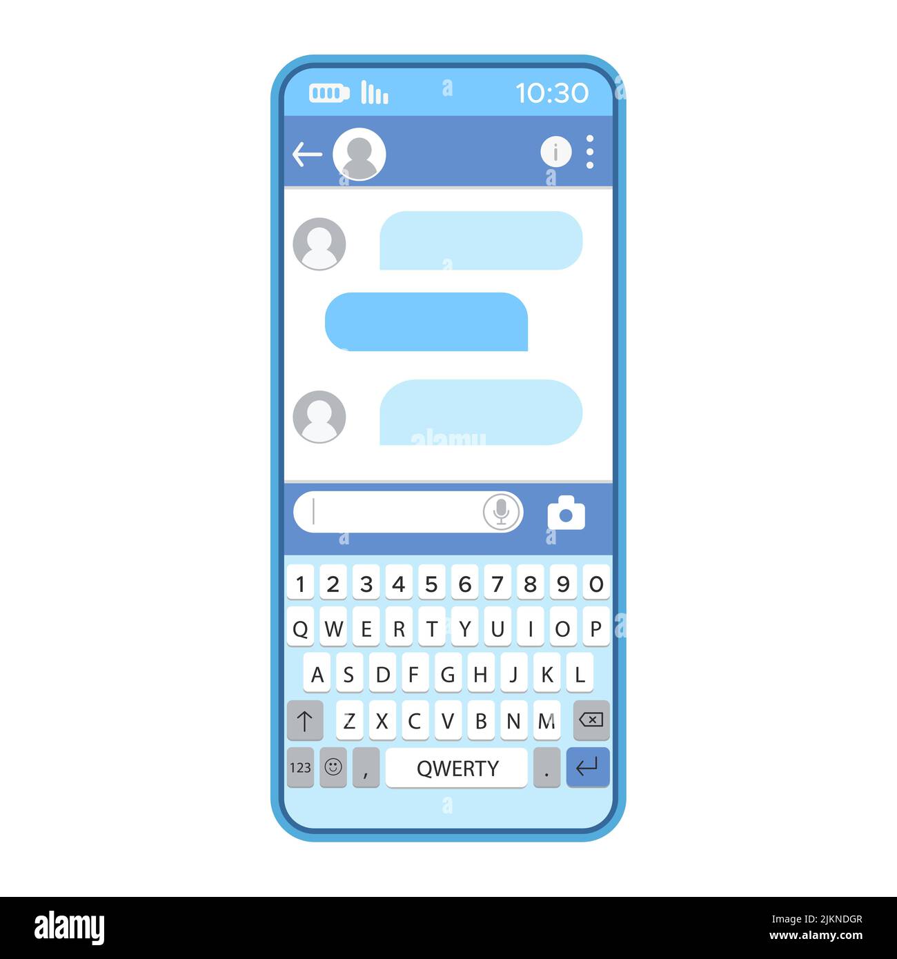 The messenger window on the phone screen. Online communication with the ...