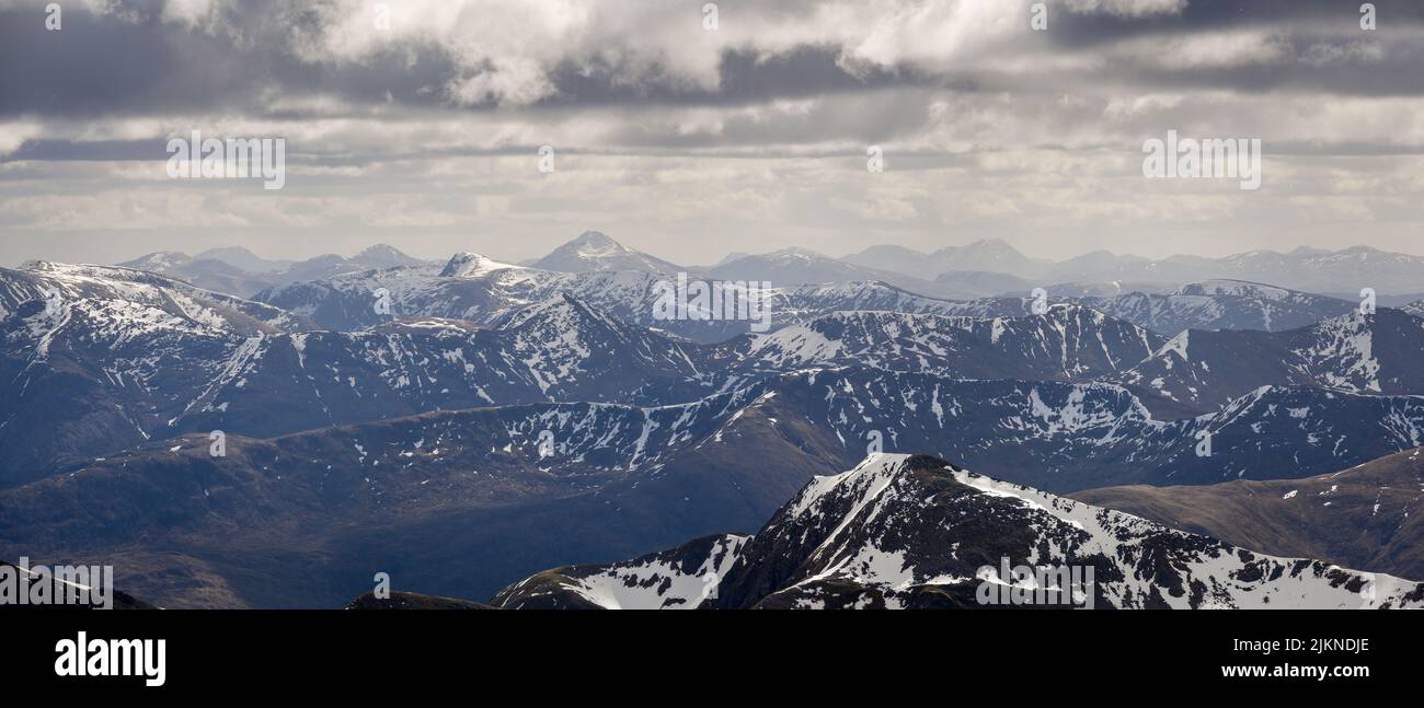 A wintery view from the summit plateau of Ben Nevis, Fort William ...