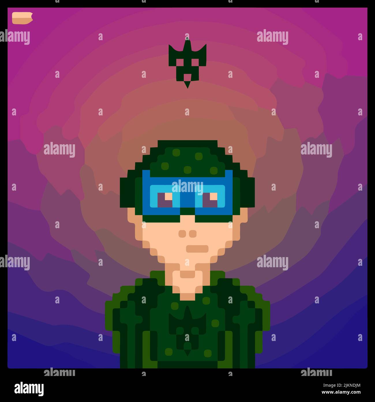 cartoon character in pixel vector art using a color filled background ...