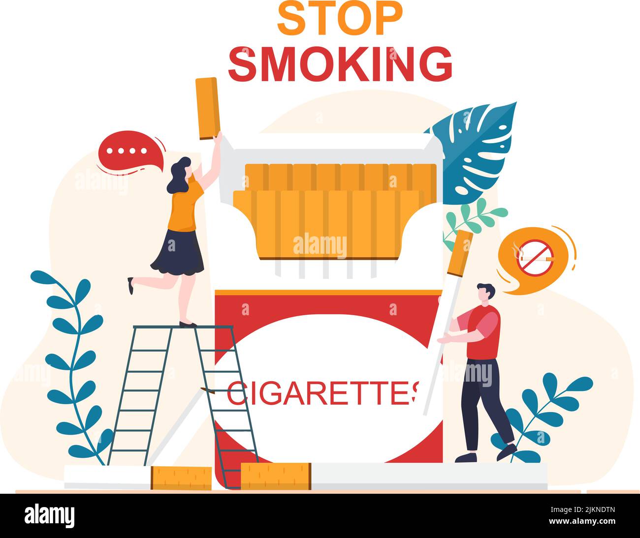 Stop Smoking or No Cigarettes for Fight Against Unhealthy Smoker Habit ...