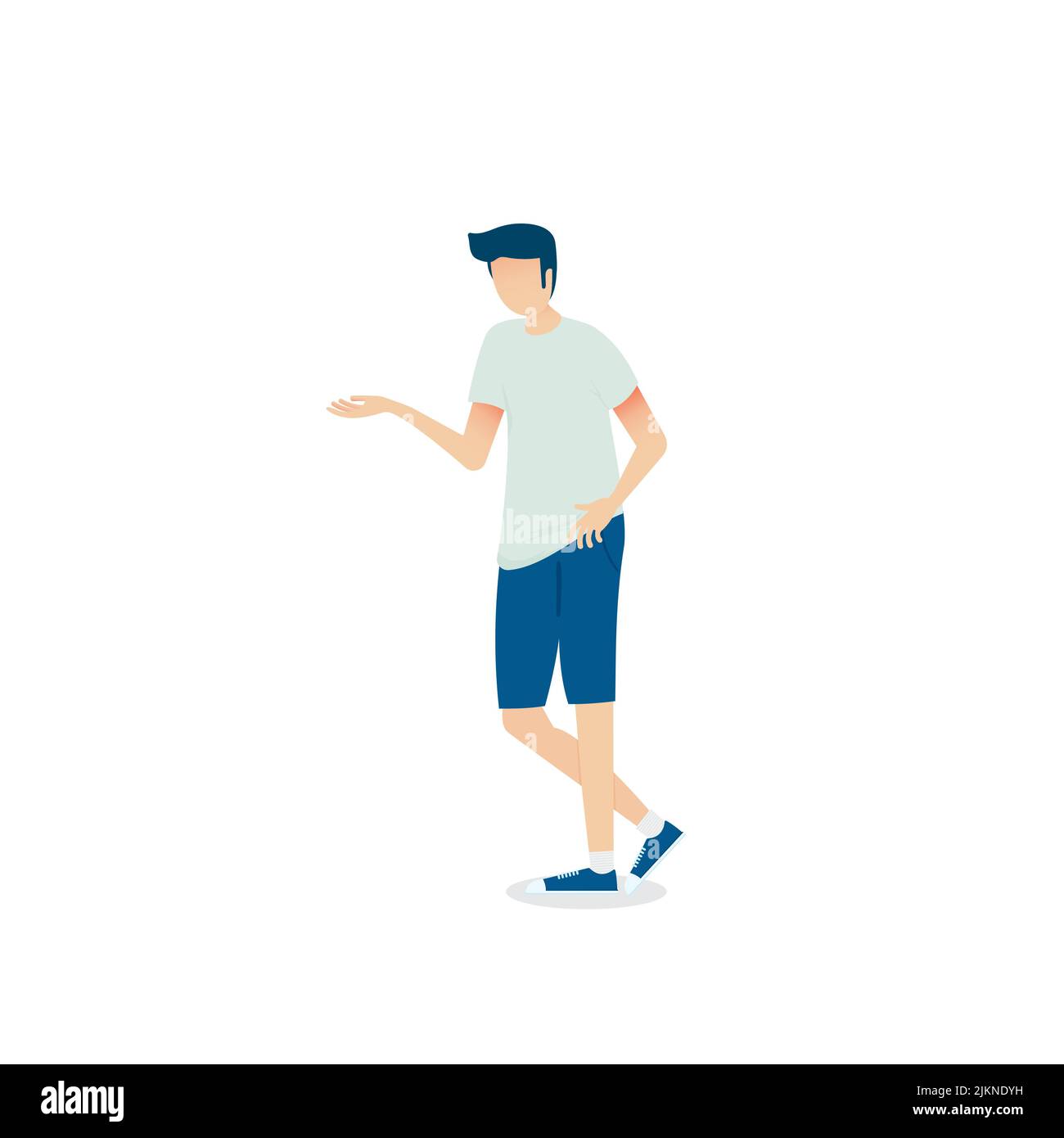 Young man presenting and explaining. vector illustration isolated on ...