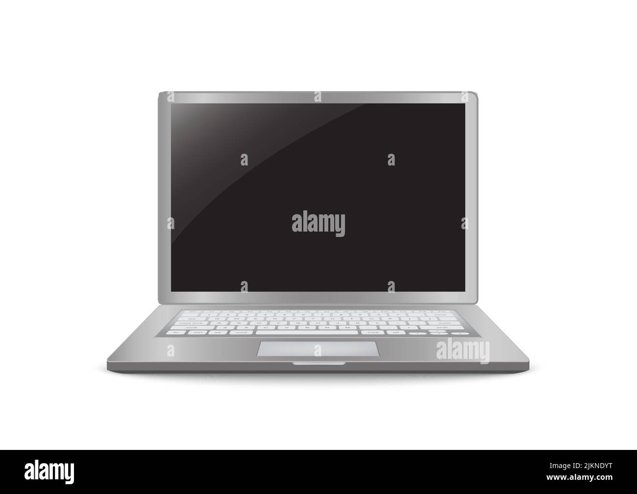 Laptop computer with blank black screen realistic icon for mockup user ...