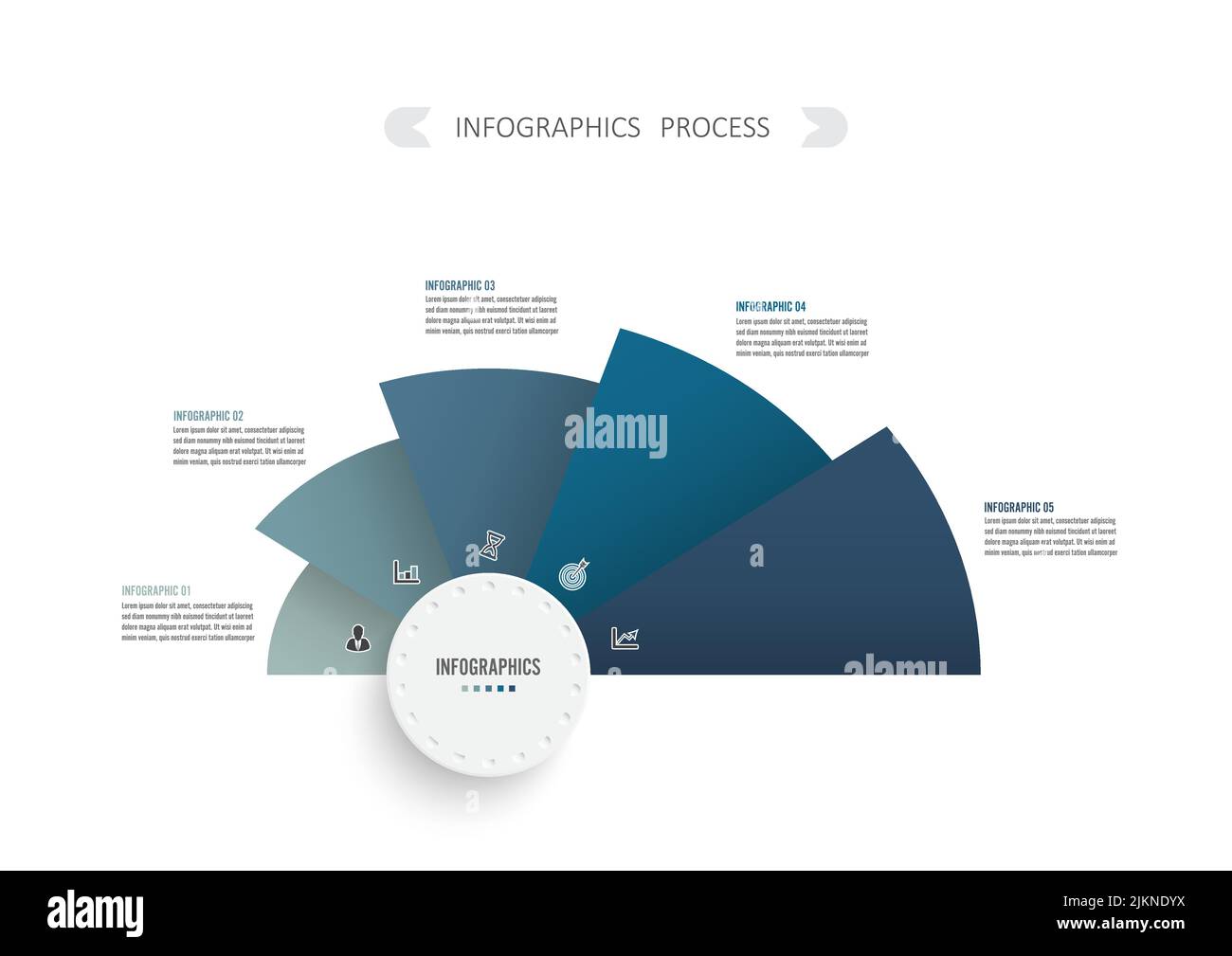 Vector infographic template with 3D paper label, integrated circles ...